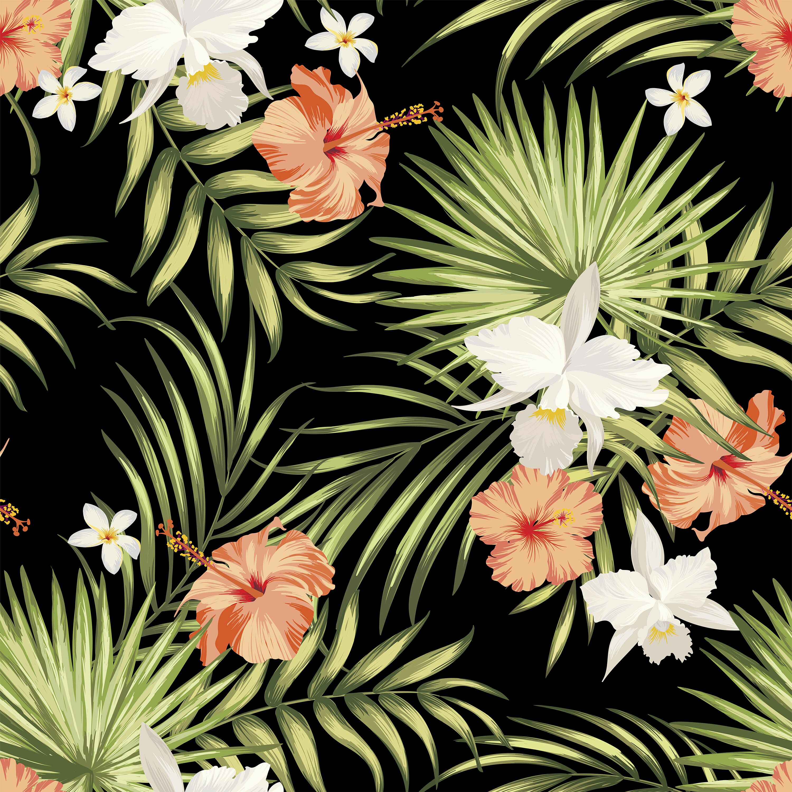 Tropical Wallpaper Retro Wallpaper Botanical Wallpaper Mid - Etsy