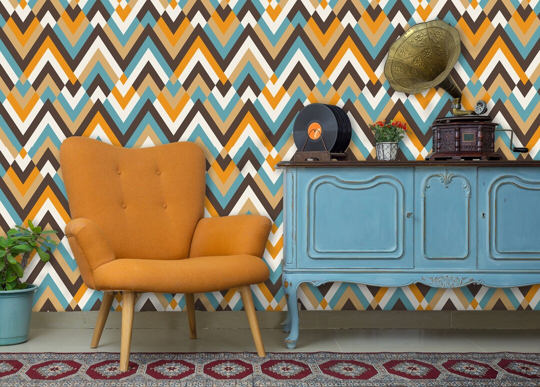 Retro Wallpaper, Mid Century Wallpaper, Vintage Wallpaper, Peel & Stick ...
