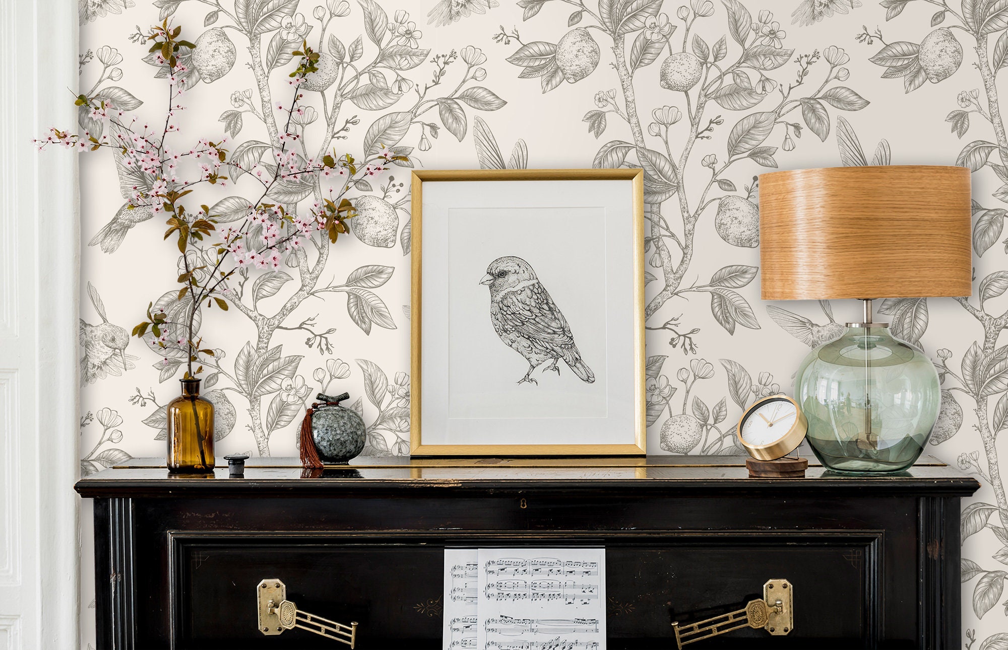 Chinoiserie Wallpaper Bird Wallpaper Cottage Wallpaper | Etsy UK