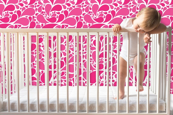 Whimsical Wallpaper Pink Wallpaper Girl Room Wallpaper Peel - Etsy