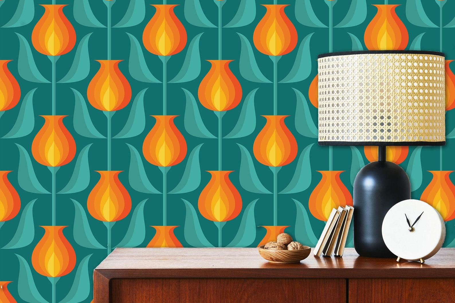 Retro Wallpaper Mid Century Wallpaper Vintage Wallpaper - Etsy
