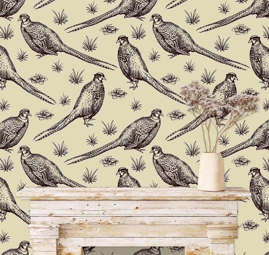 Victorian Wallpaper Bird Wallpaper Peel and Stick Wallpaper - Etsy
