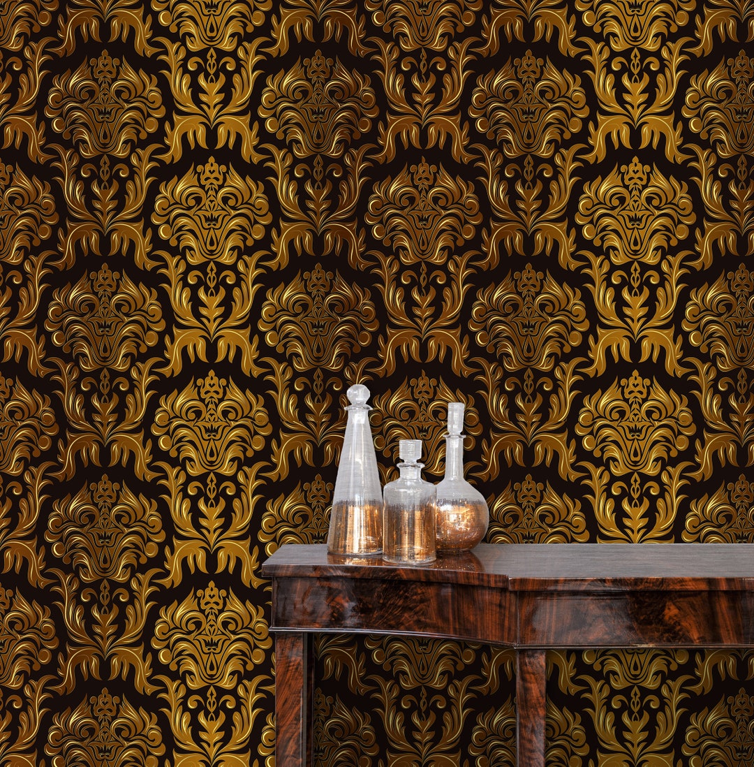 Victorian Wallpaper, Gothic Wallpaper, Damask Wallpaper, Moody ...