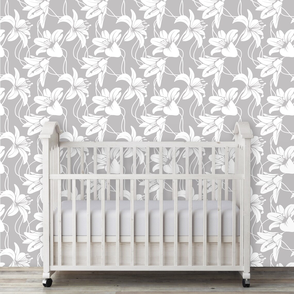 Grey Wallpaper Large Floral Wallpaper Victorian Wallpaper | Etsy