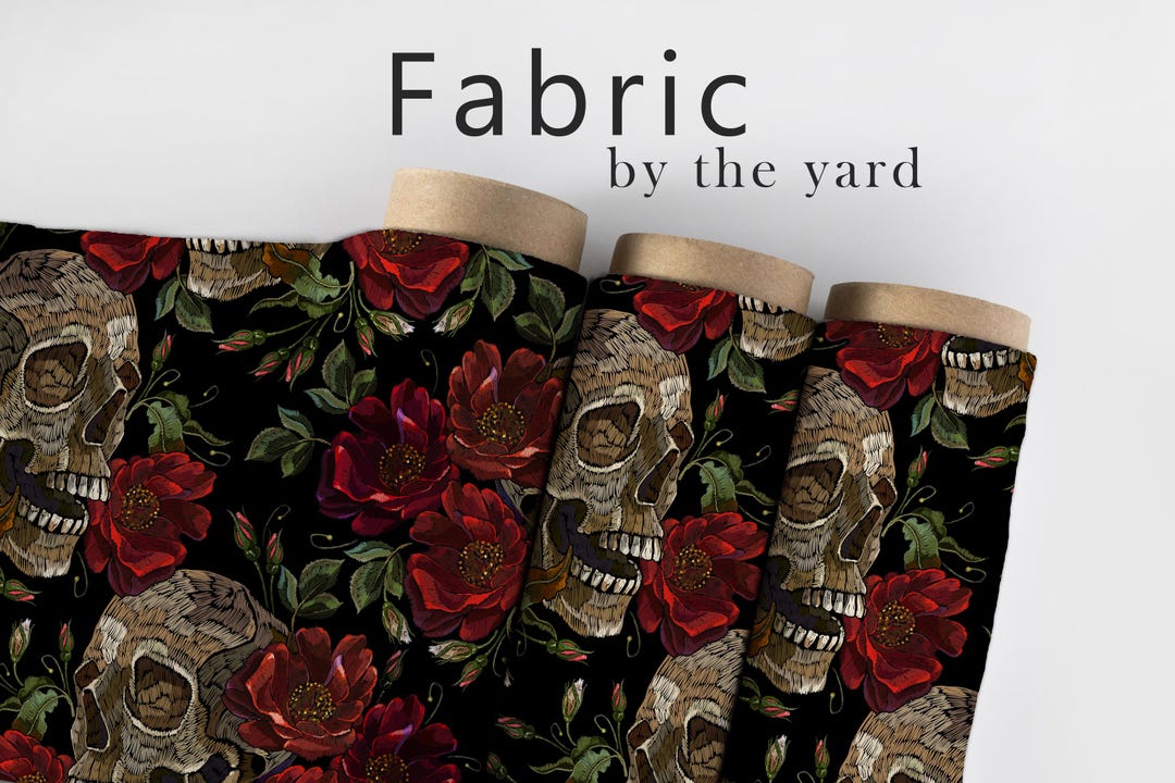 Gothic Fabric, Skull Material, Dark Moody Textiles, Goth Design ...