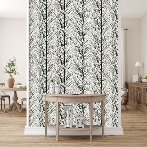 Tree Wallpaper Woods Wallpaper Peel and Stick Wallpaper | Etsy