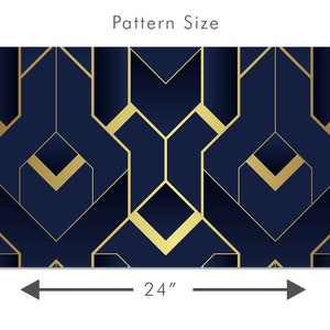 Art Deco Fabric, Navy and Gold Material, Geometric Textiles, Elegant ...