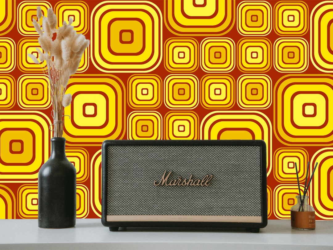Retro Wallpaper, Mid Century Modern Wallpaper, Orange Wallpaper ...