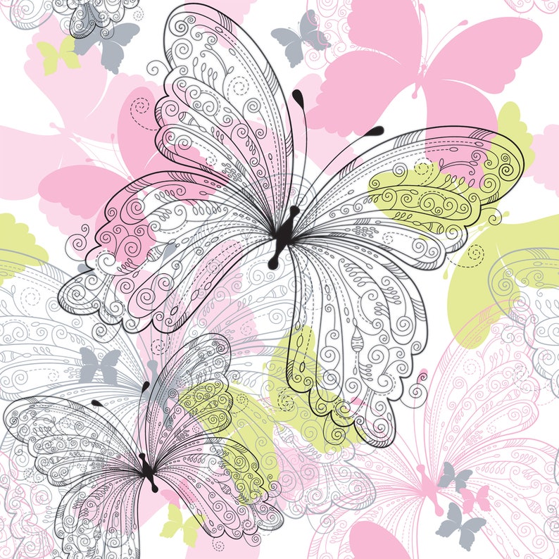 Whimsical Wallpaper Butterfly Wallpaper Pink Wallpaper - Etsy