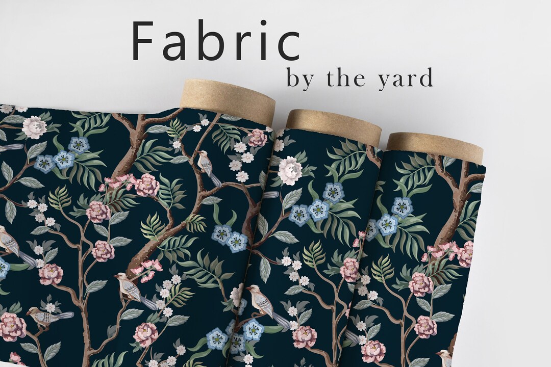 Chinoiserie Fabric, Victorian Material, Botanical Textiles, Floral ...