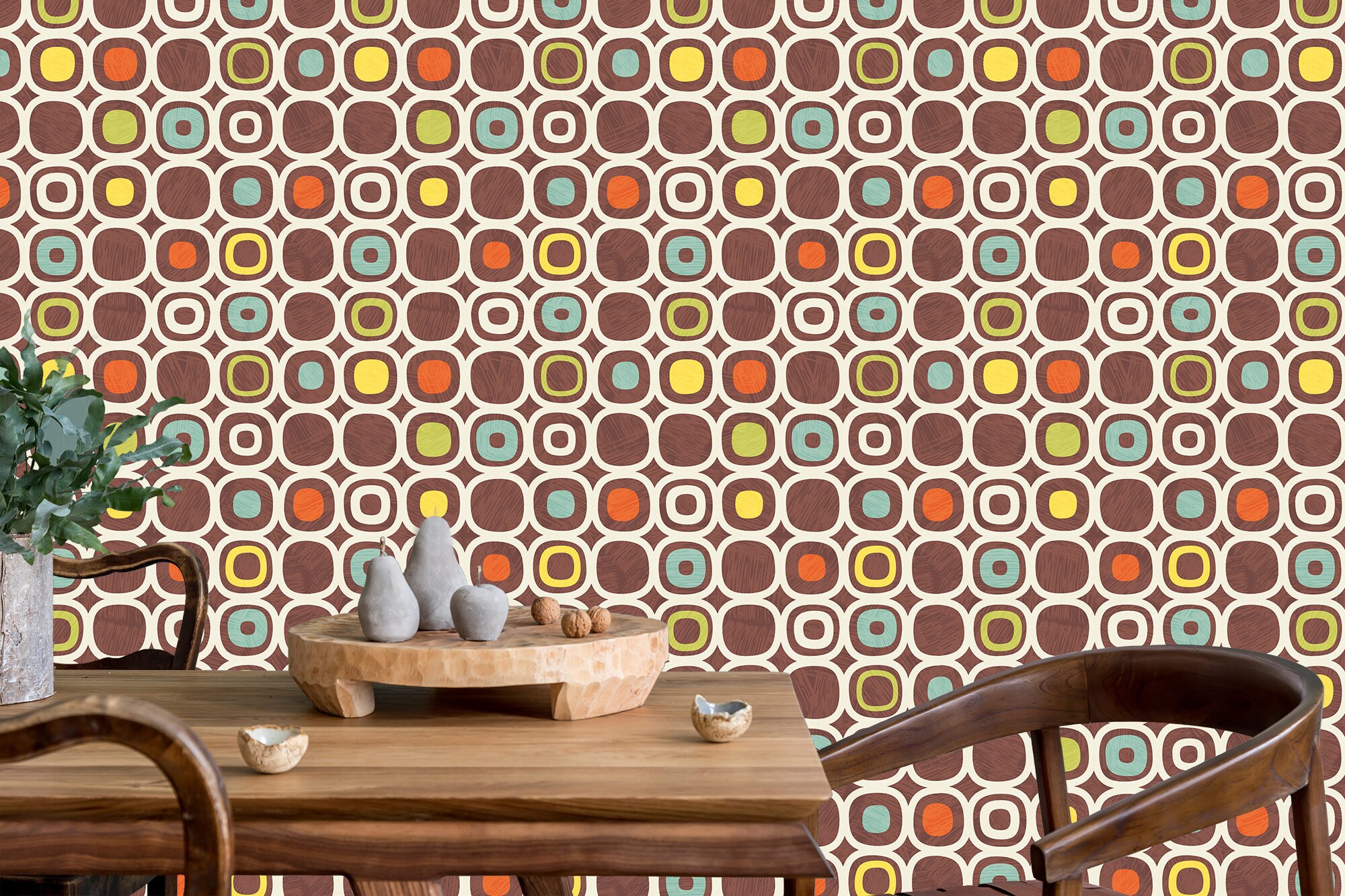 Retro Wallpaper, Mid Century Wallpaper, Geometric Wallpaper, Vintage ...