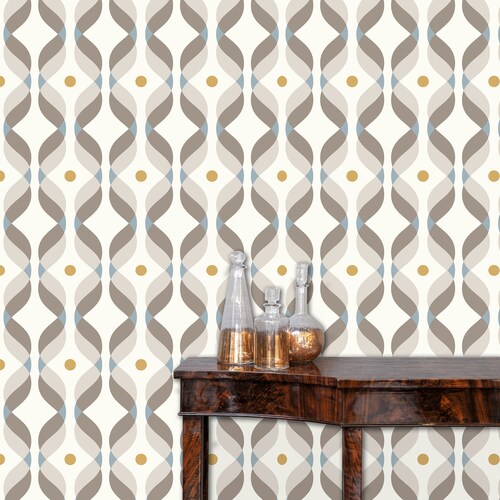 Mid-century Wallpaper Atomic Mcm Grid in Pink Parlor by - Etsy