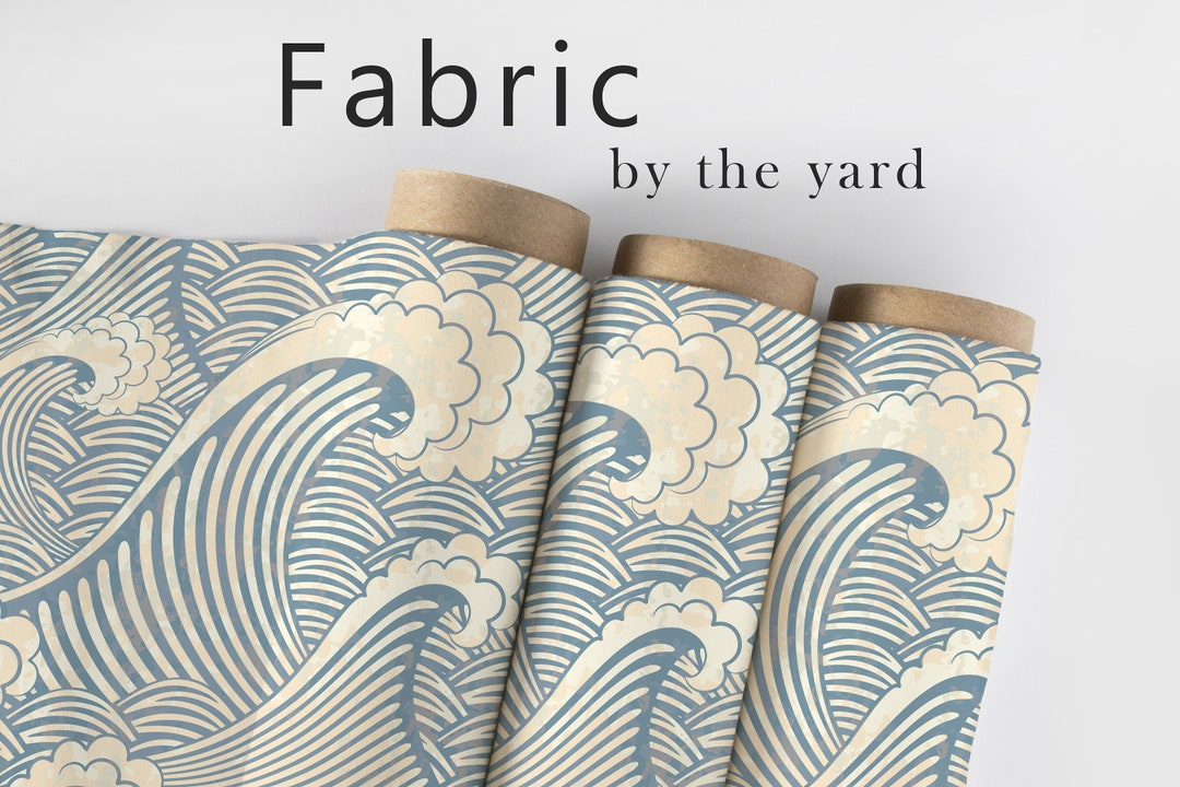 Ocean Waves Fabric, Sea Material, Summer Textiles, Coastal Design ...