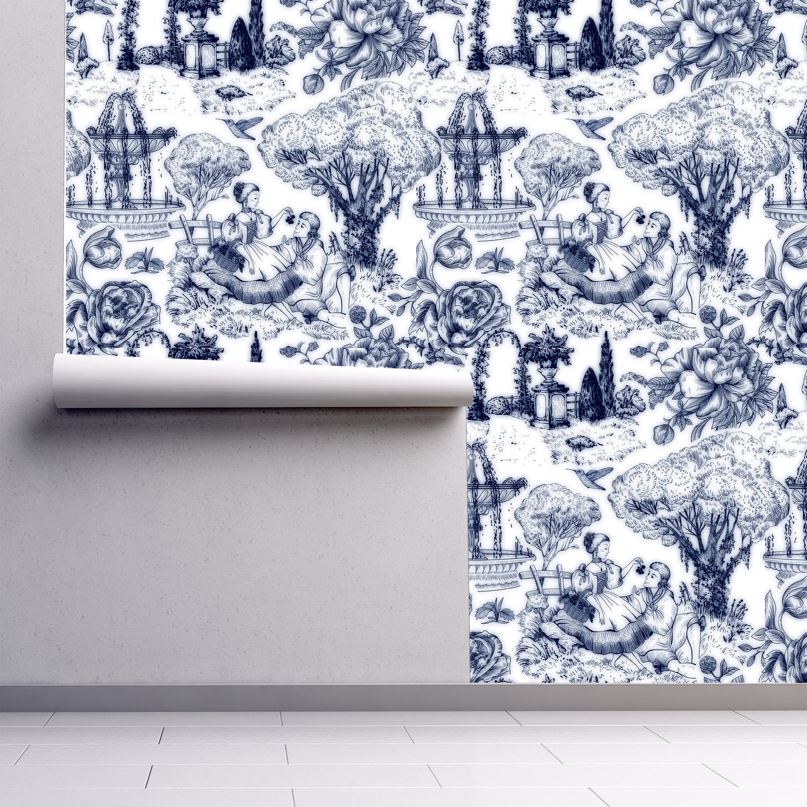 Victorian Wallpaper Toile Wallpaper Antique Wallpaper Peel - Etsy