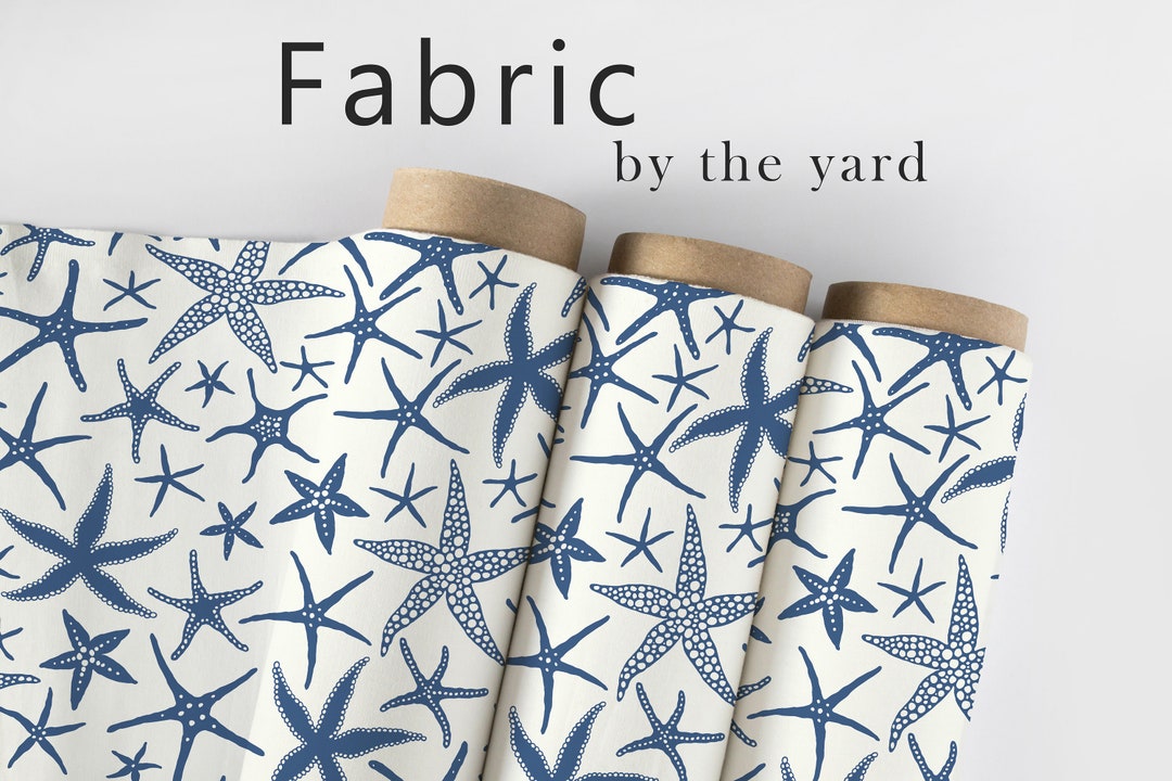 Starfish Fabric, Nautical Material, Beach House Textiles, Tropical ...