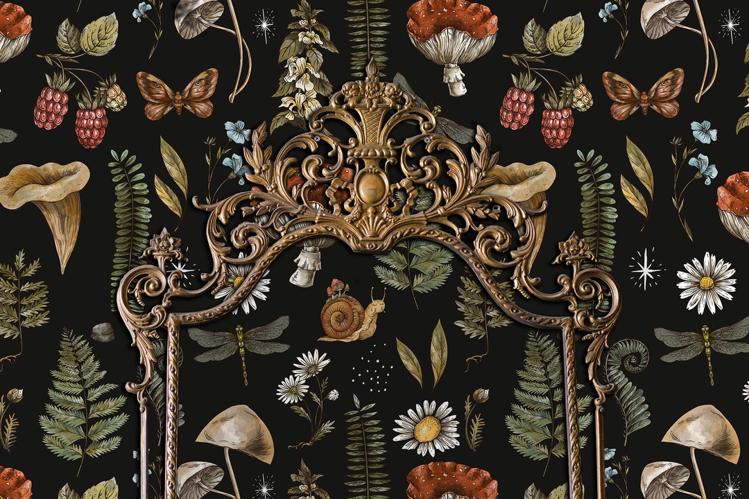 Mushroom Wallpaper, Botanical Wallpaper, Moody Wallpaper, Dark ...