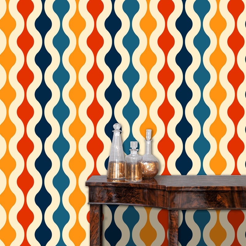 Retro Kitchen Wallpaper - Etsy