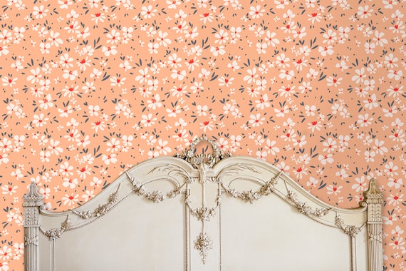 Victorian Wallpaper Botanical Wallpaper Pink Chintz | Etsy