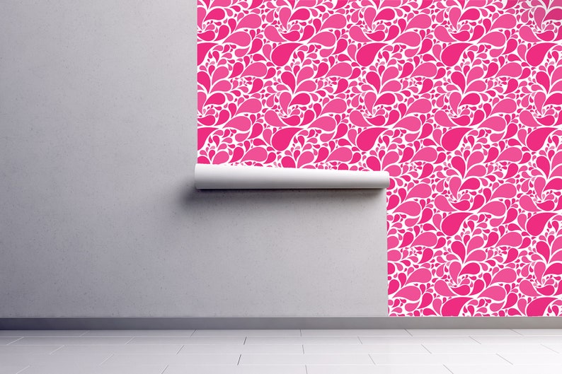 Whimsical Wallpaper Pink Wallpaper Girl Room Wallpaper Peel - Etsy