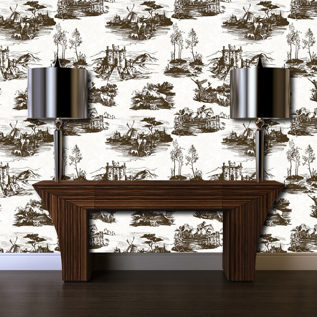 Antique Wallpaper Victorian Wallpaper Toile Wallpaper - Etsy