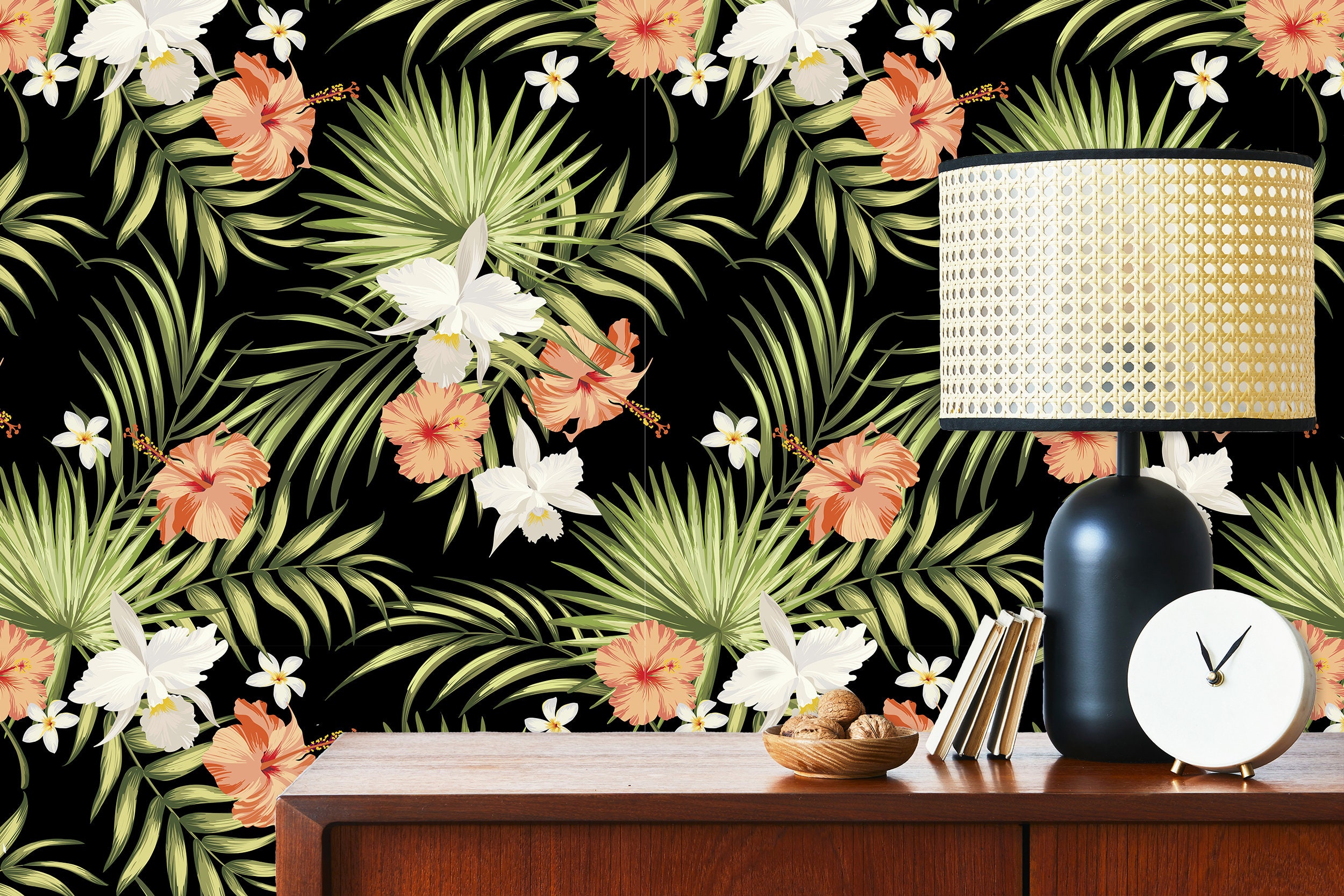 Tropical Wallpaper Retro Wallpaper Botanical Wallpaper Mid - Etsy