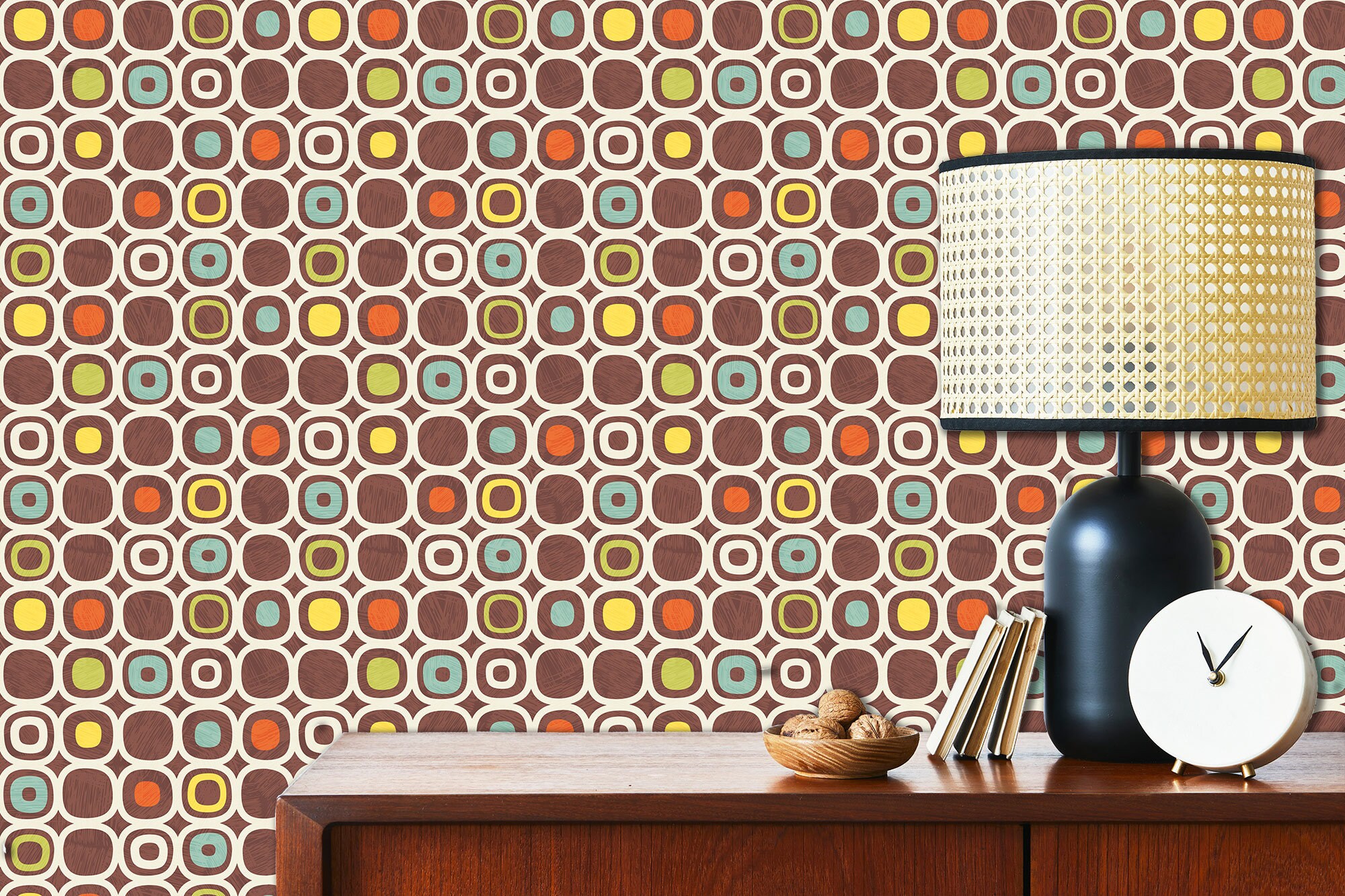 Retro Wallpaper, Mid Century Wallpaper, Geometric Wallpaper, Vintage ...