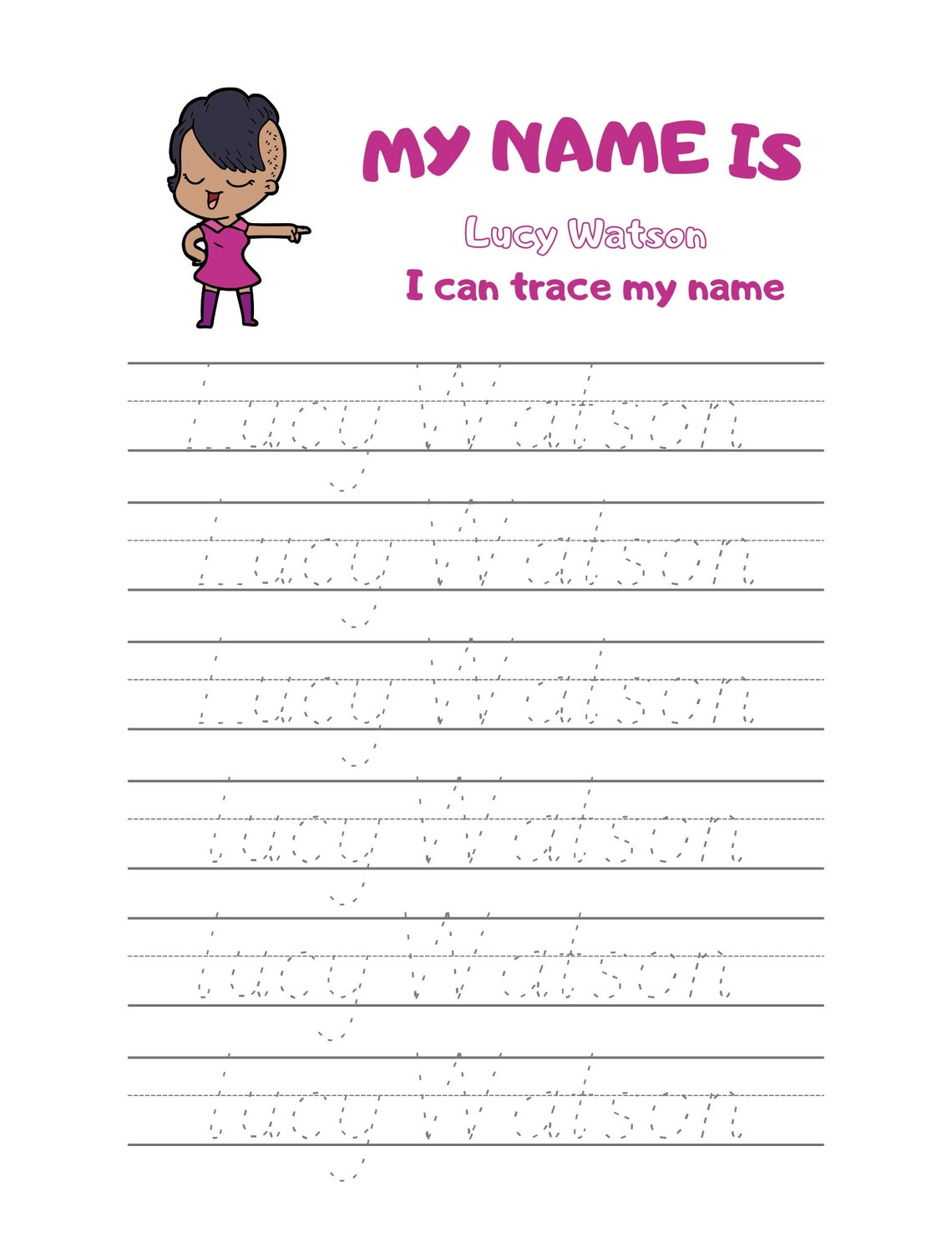 Trace Your Name Printable - Etsy