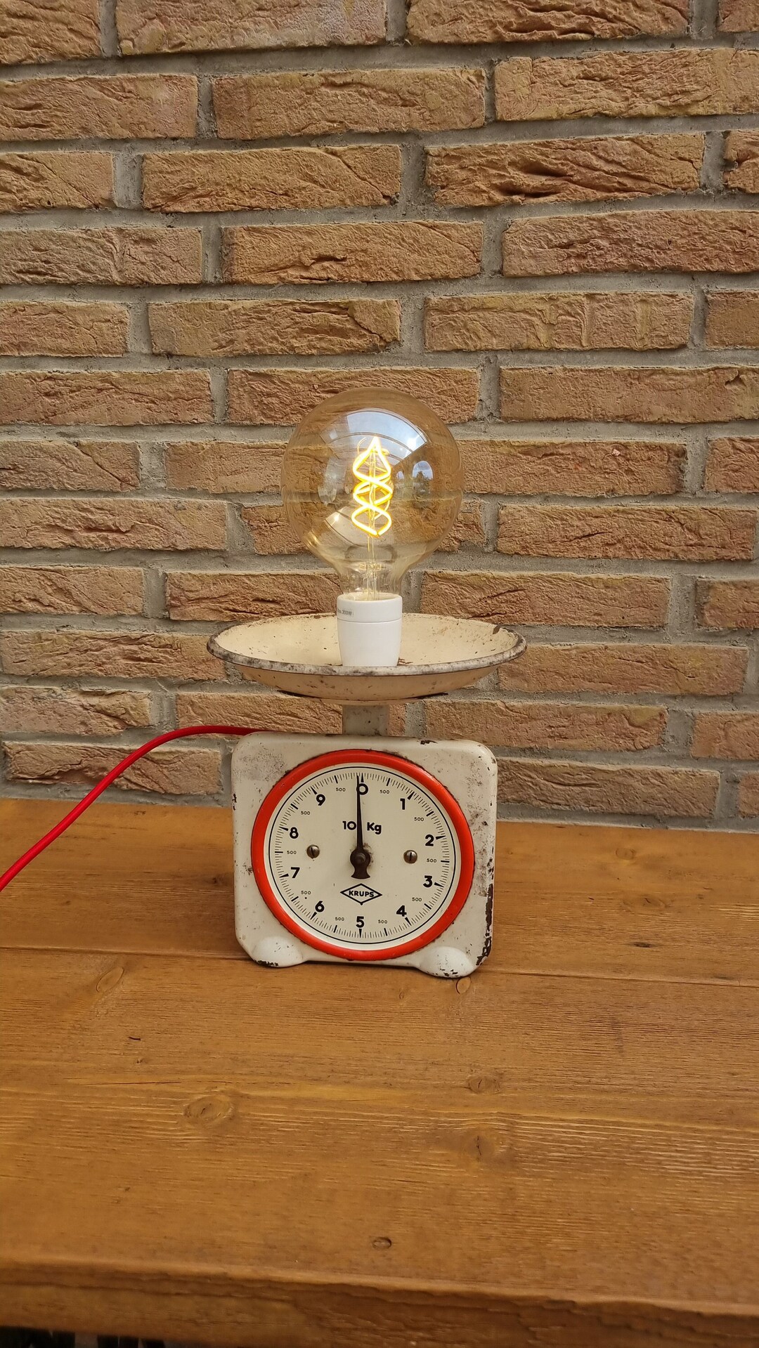 Unique Upcycled Table Lamp Antique Libra KRUPS Lamp With Edison Bulb ...