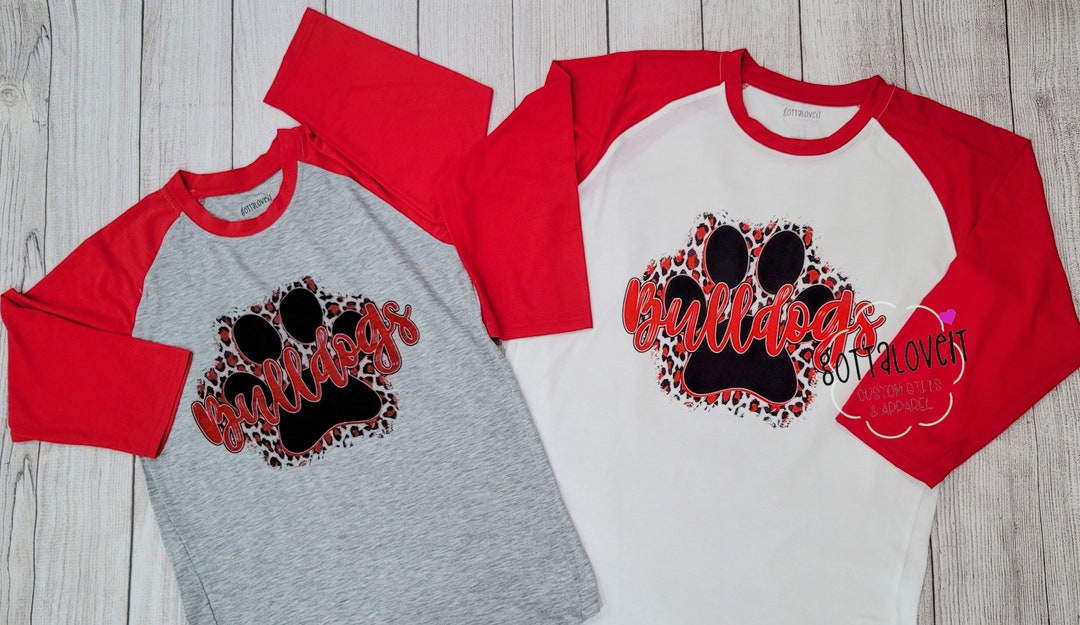 Georgia BULLDOG PAW Leopard Printed Raglan Sleeve Tee - Etsy