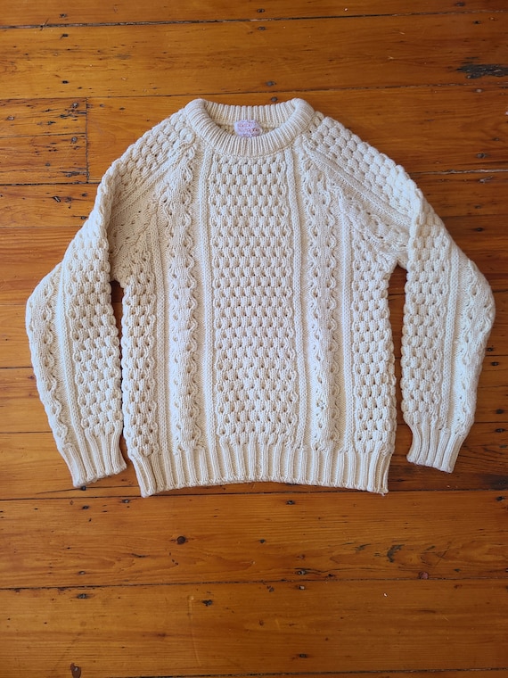 Vintage 60s Pure Donegal Wool Irish Cable Knit Sweate… - Gem