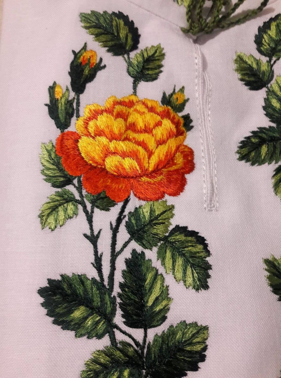 Flower Embroidered Men Shirt With Rose Embroidered Shirt for Husband ...