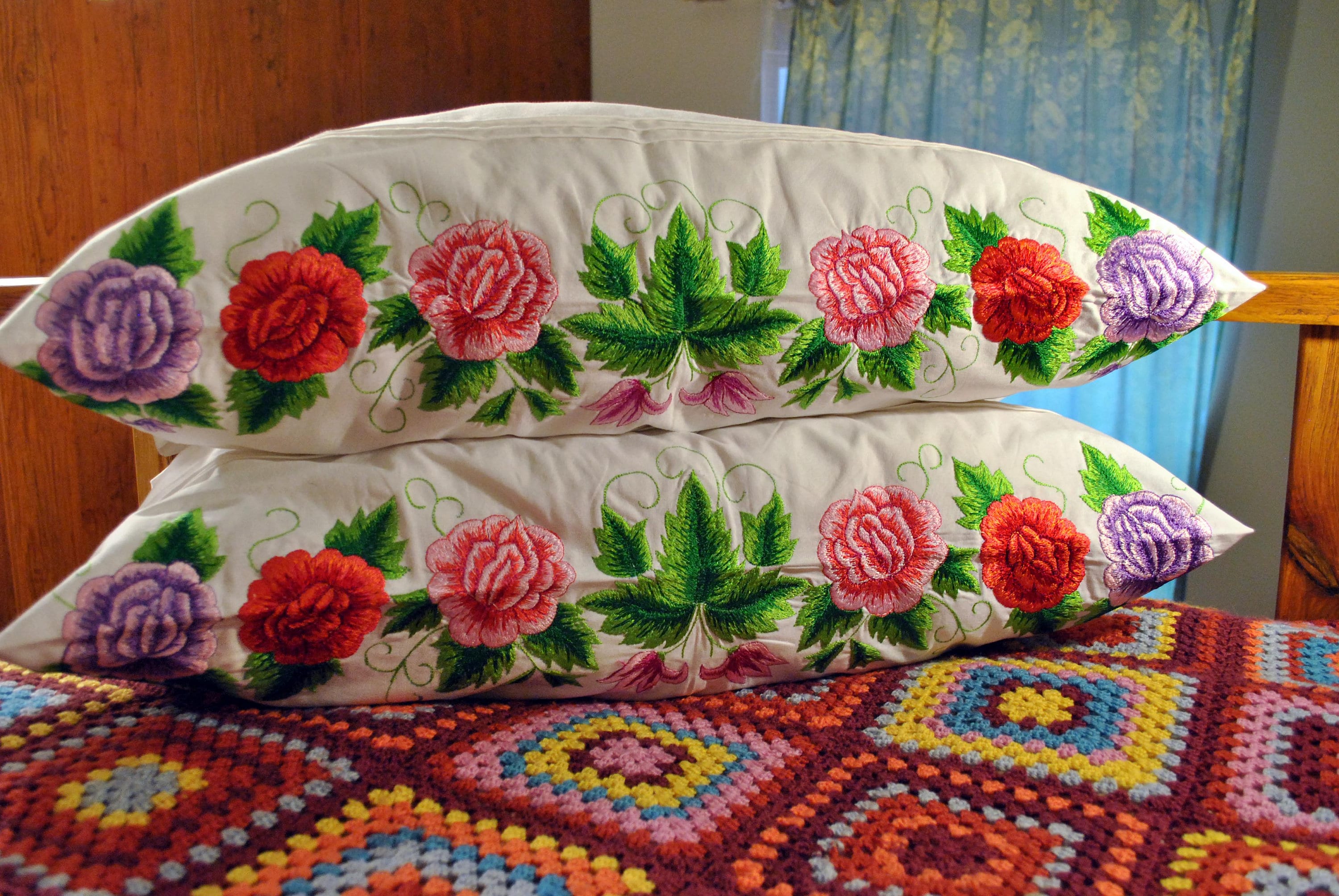 Cotton Embroidered Flower Pillowcases Hand Embroidered Pillows Folk ...