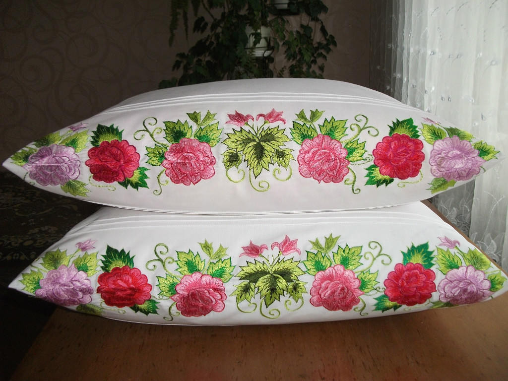 Cotton Embroidered Flower Pillowcases Hand Embroidered Pillows Folk ...