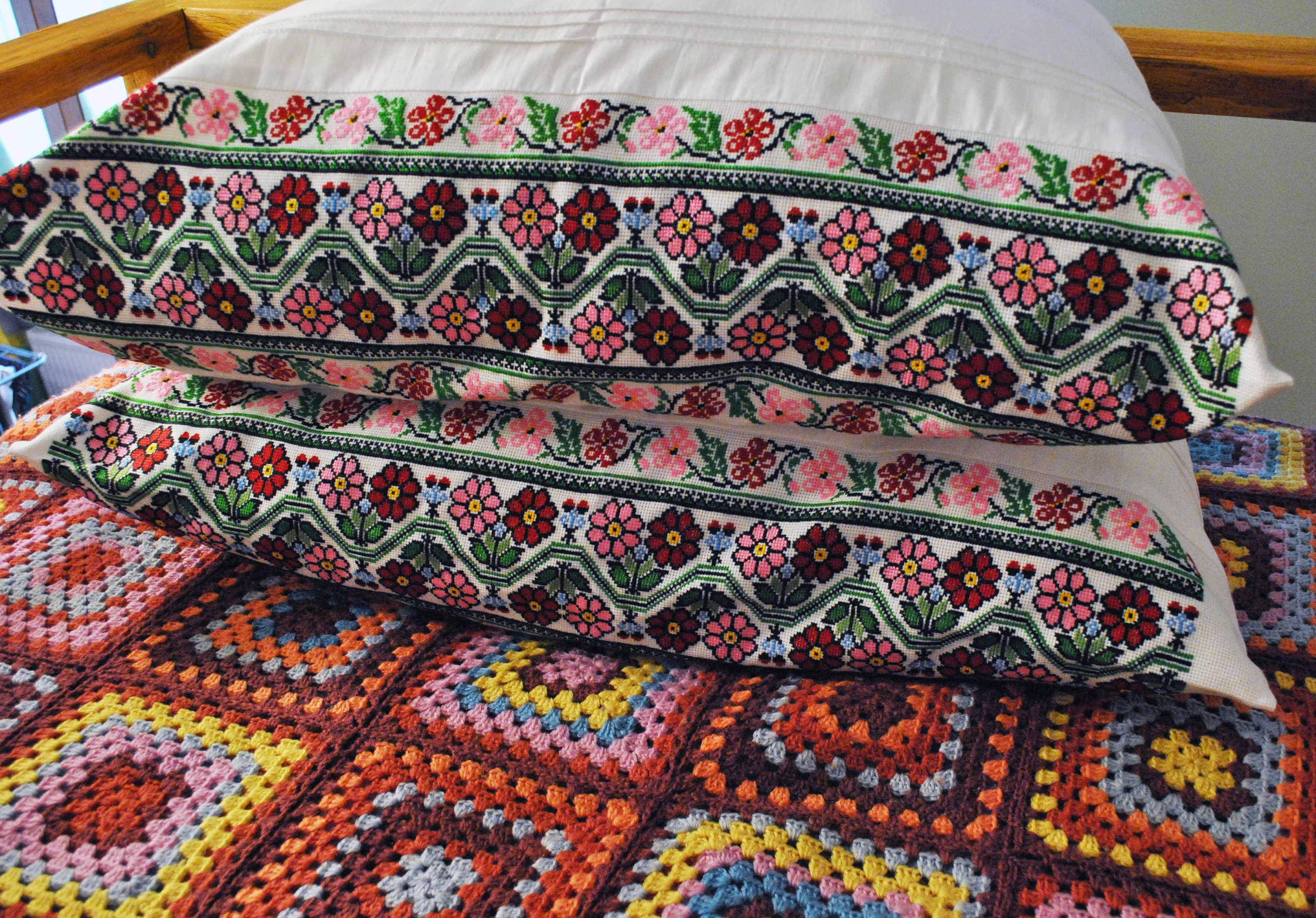 Embroidered Pillowcases Country Style Floral Embroidery Cross - Etsy