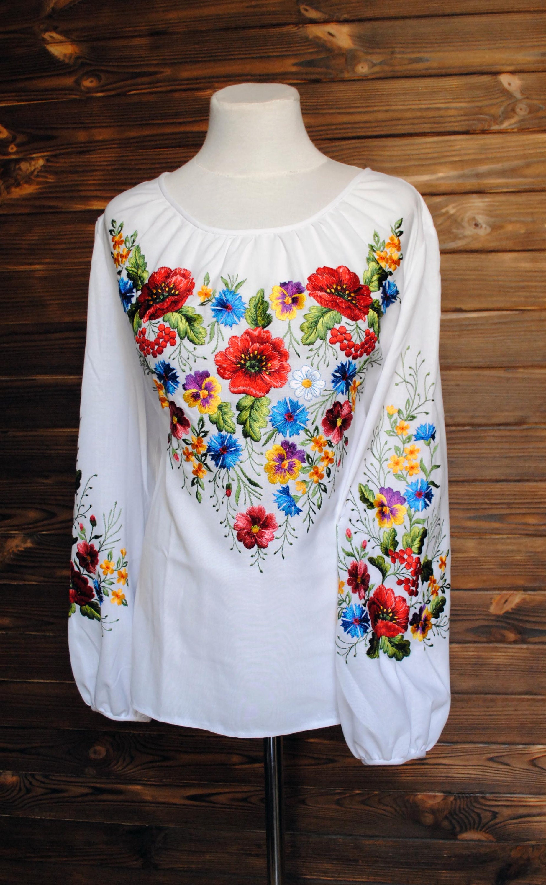 White Embroidered Shirt Hand Embroidered Blouse Floral Blouse - Etsy