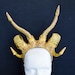 Gold Double Horns Gothic Fantasy Crown, Demon Queen Headdress, Witch ...