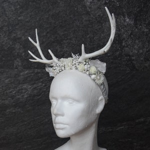 Reindeer Antler Headband, Winter Ice Fawn, Masquerade Headdress ...