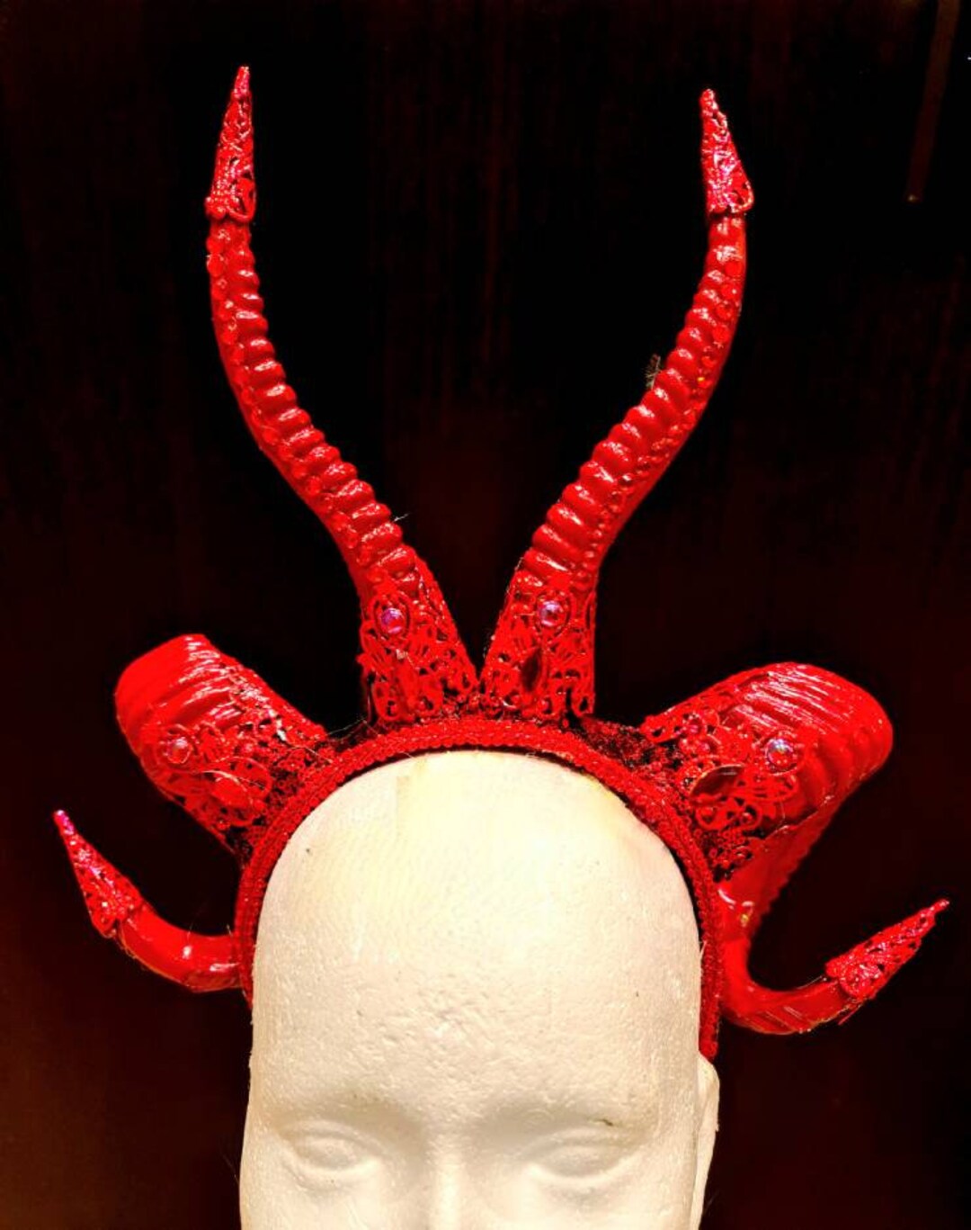Red Double Horns Headpiece , Vampire Crown , Halloween Costume ...