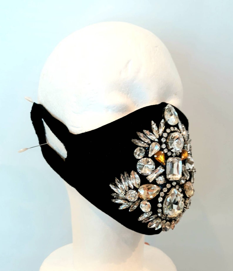Washable Designer Rhinestone Face Mask With Filter Pocket - Etsy