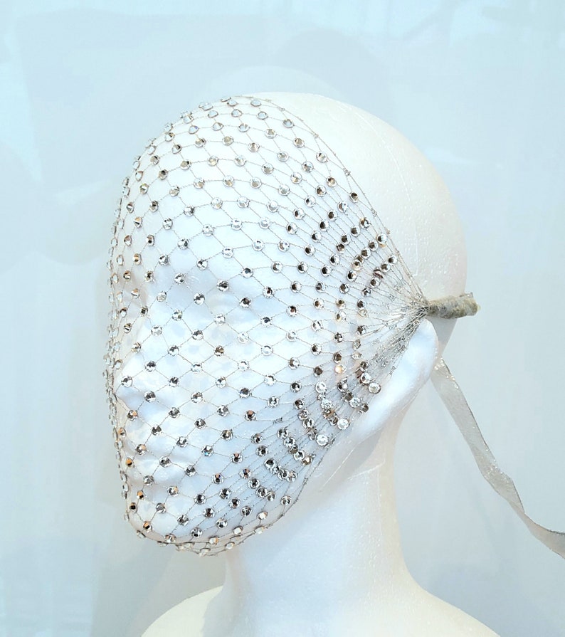 Swarovski crystal netting mask rhinestone veil mask | Etsy