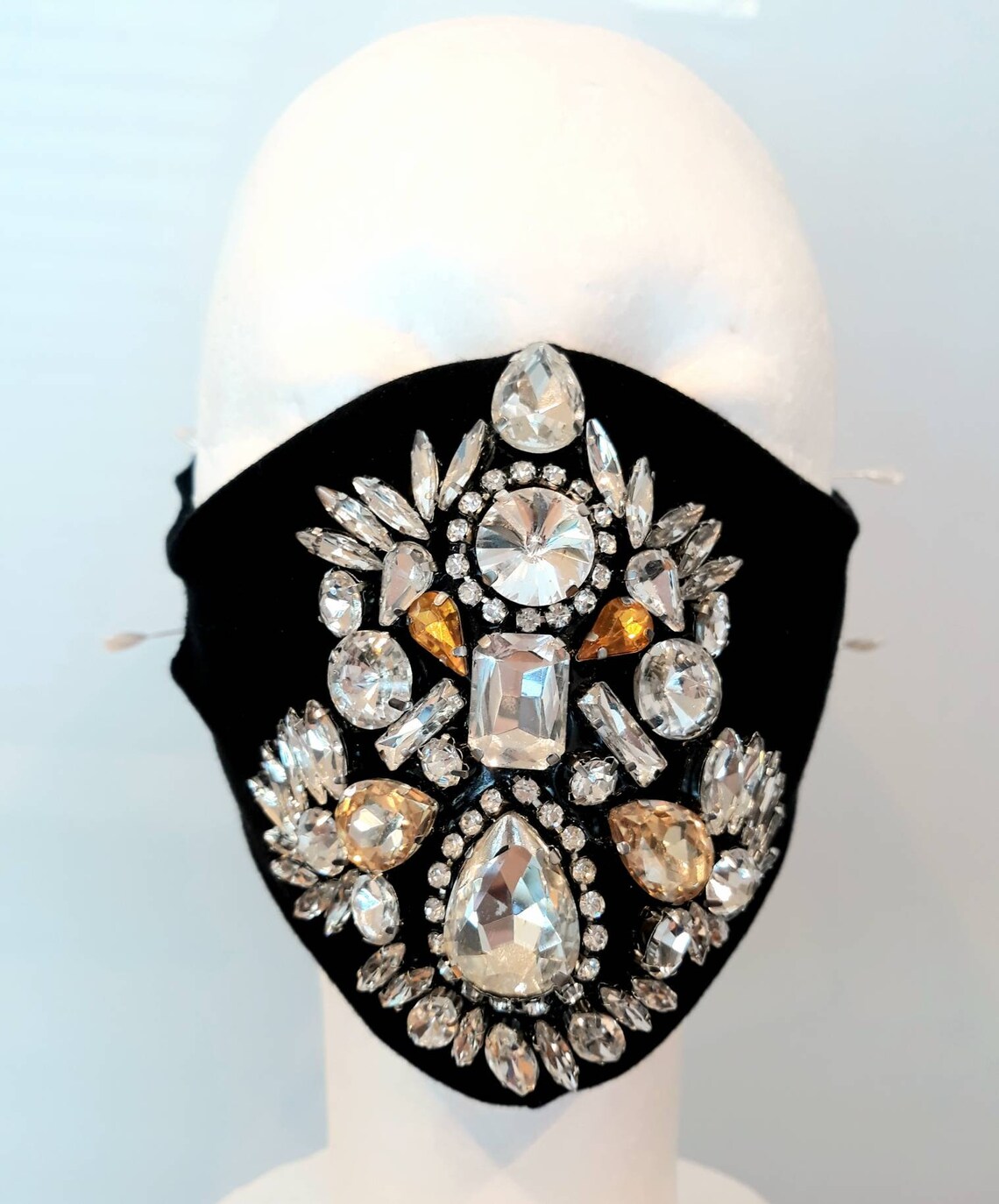 Washable Designer Rhinestone Face Mask With Filter Pocket | Etsy