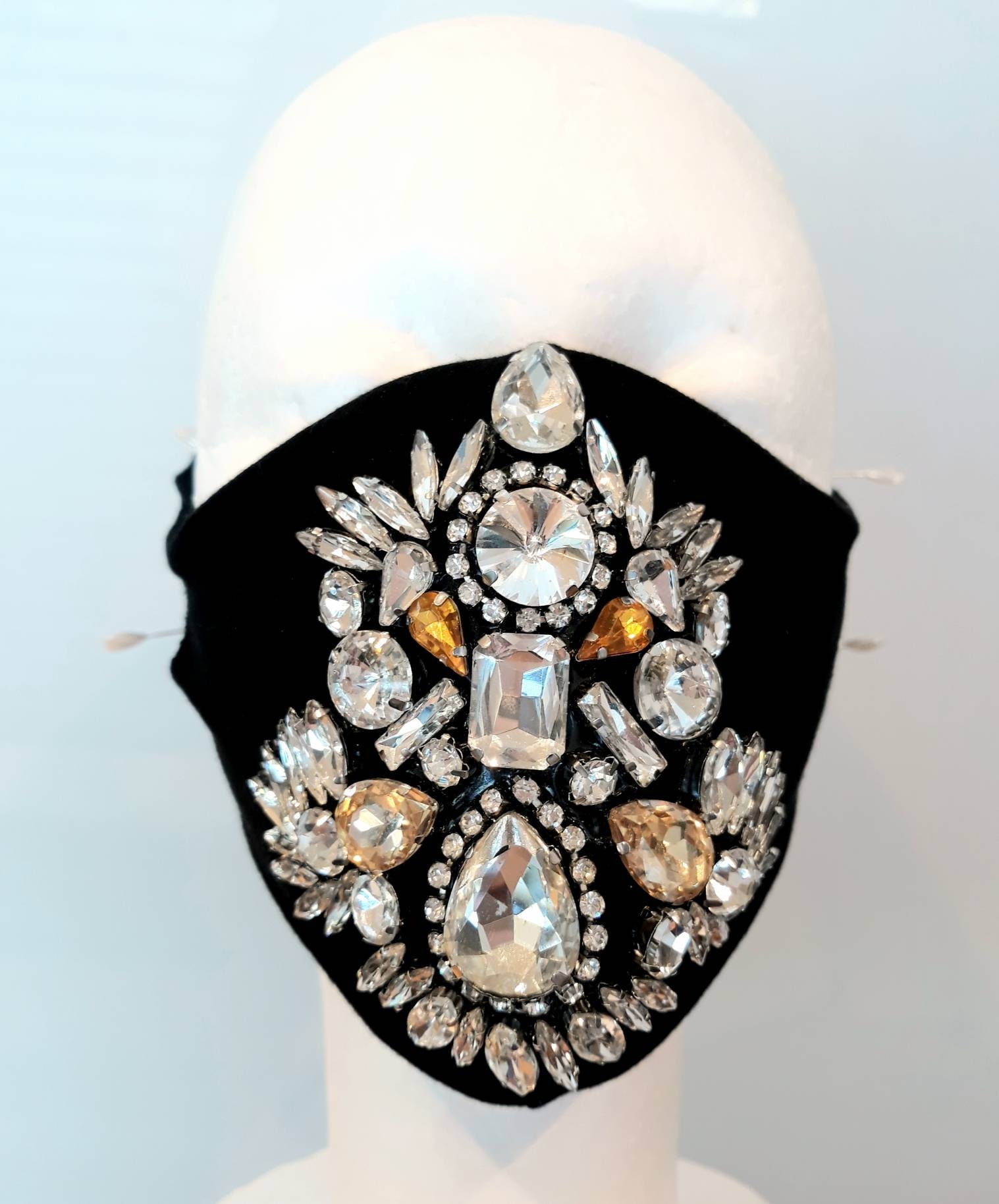 Washable Designer Rhinestone Face Mask With Filter Pocket | Etsy