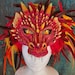 Fire Dragon Headpiece , Red and Yellow Dragon Feather Crown , Halloween ...