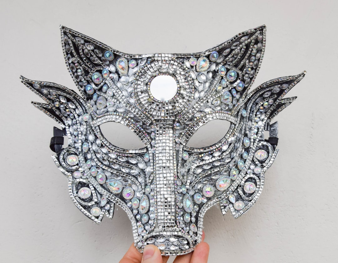 Men's Women's Party Mask, Masquerade Ball Halloween Silver Wolf ...