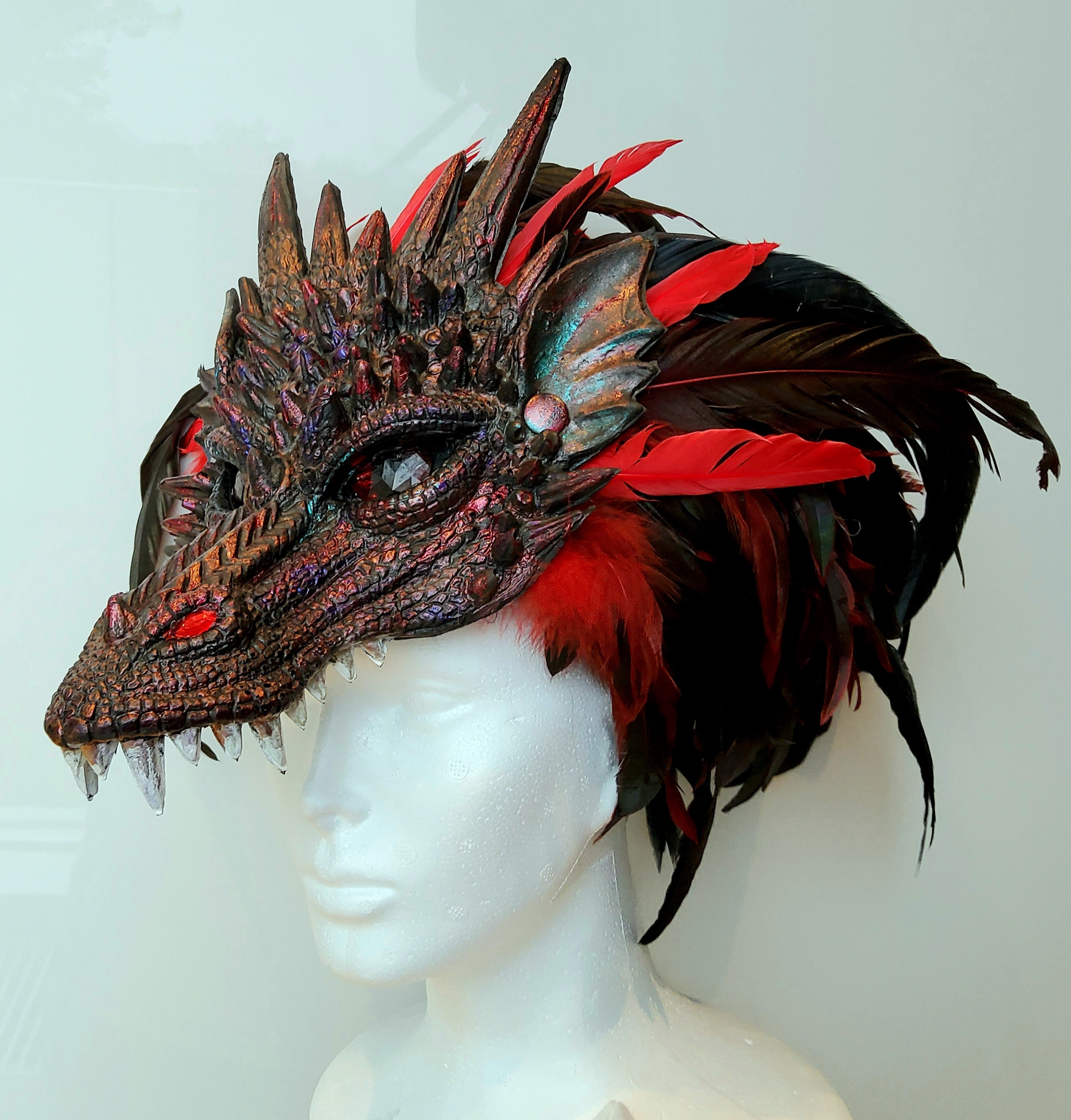 Dragon Head Crown Feather Headpiece Shaman Headdress - Etsy Australia