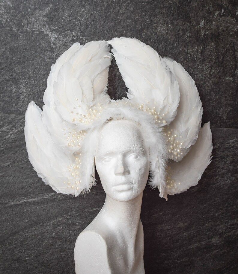 Swan Princess Triple Wings Feather Crown, Seraphim Angel Headdress ...