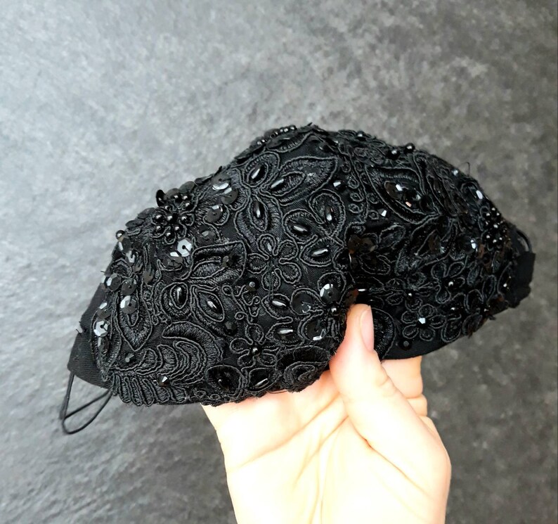 Black Beaded Lace Designer Fabric Mask With Filter Pocket | Etsy