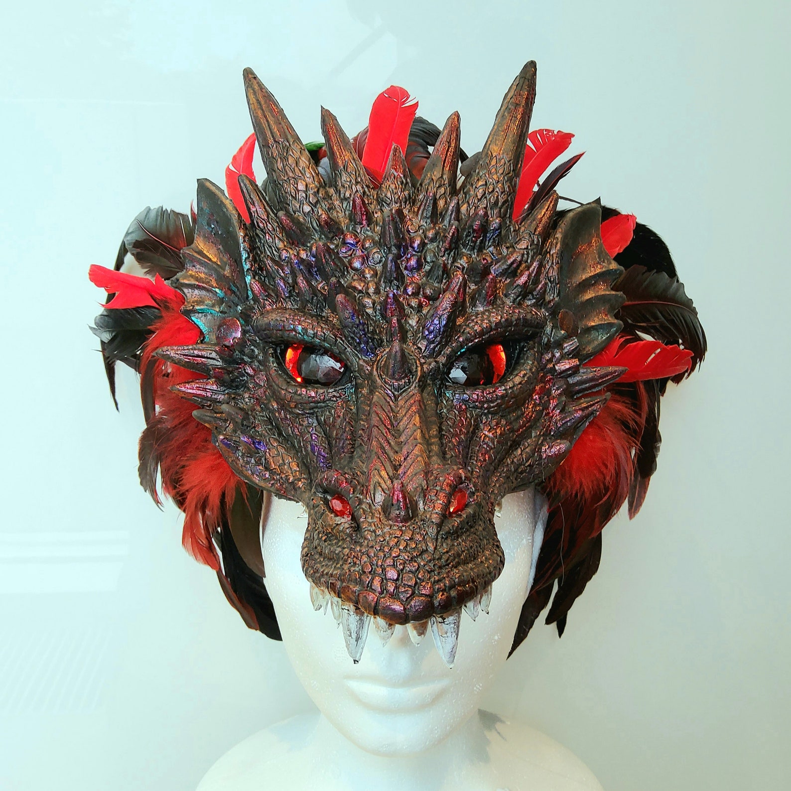 Dragon Head Crown Feather Headpiece Shaman Headdress - Etsy