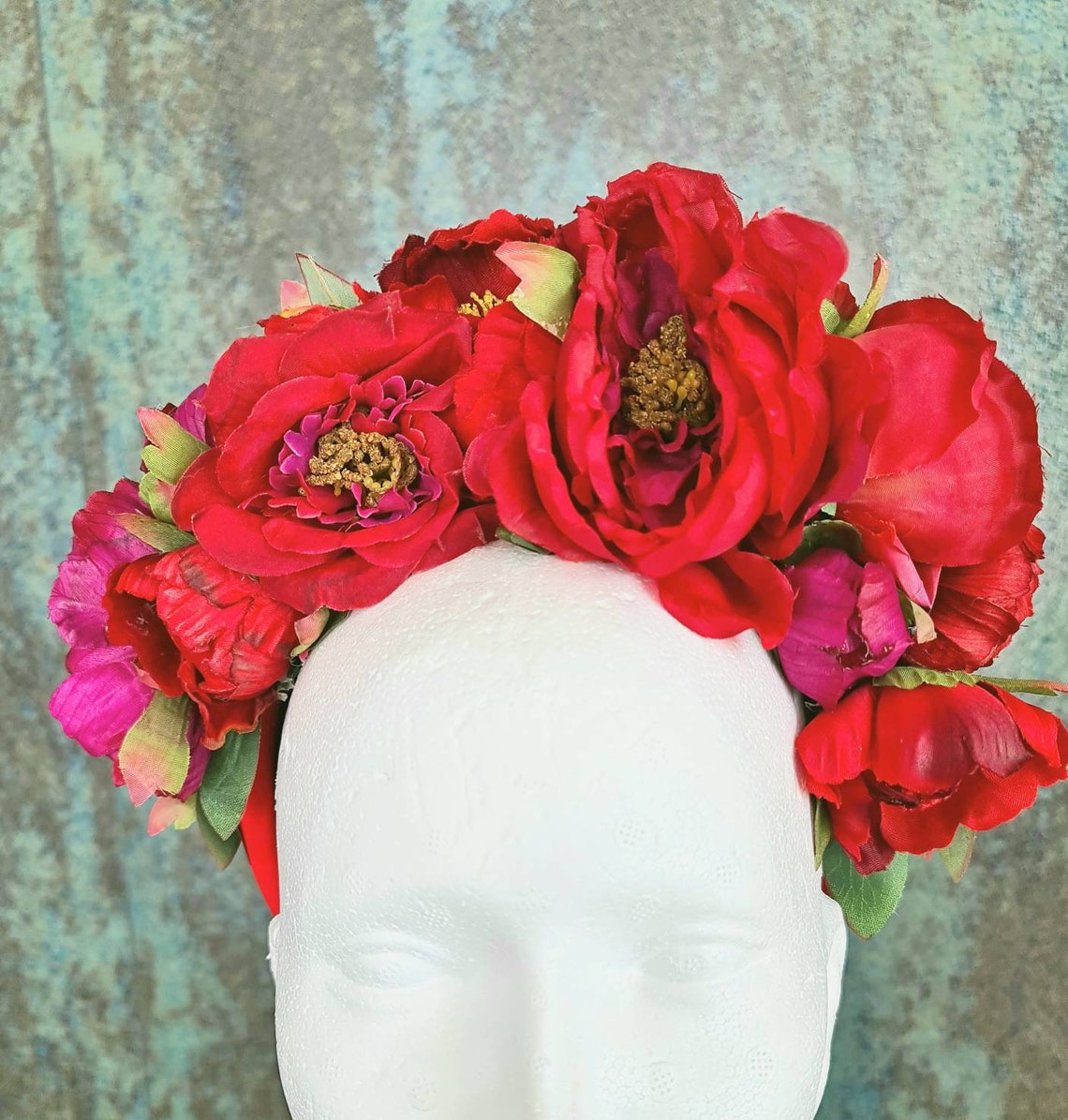 Red Rose Flower Crown Summer Festival Headpiece Hen Party - Etsy
