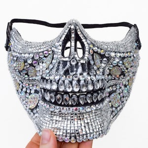 Silver Skull Mask, Festival Men's Women's Mask, Masquerade Half Face ...